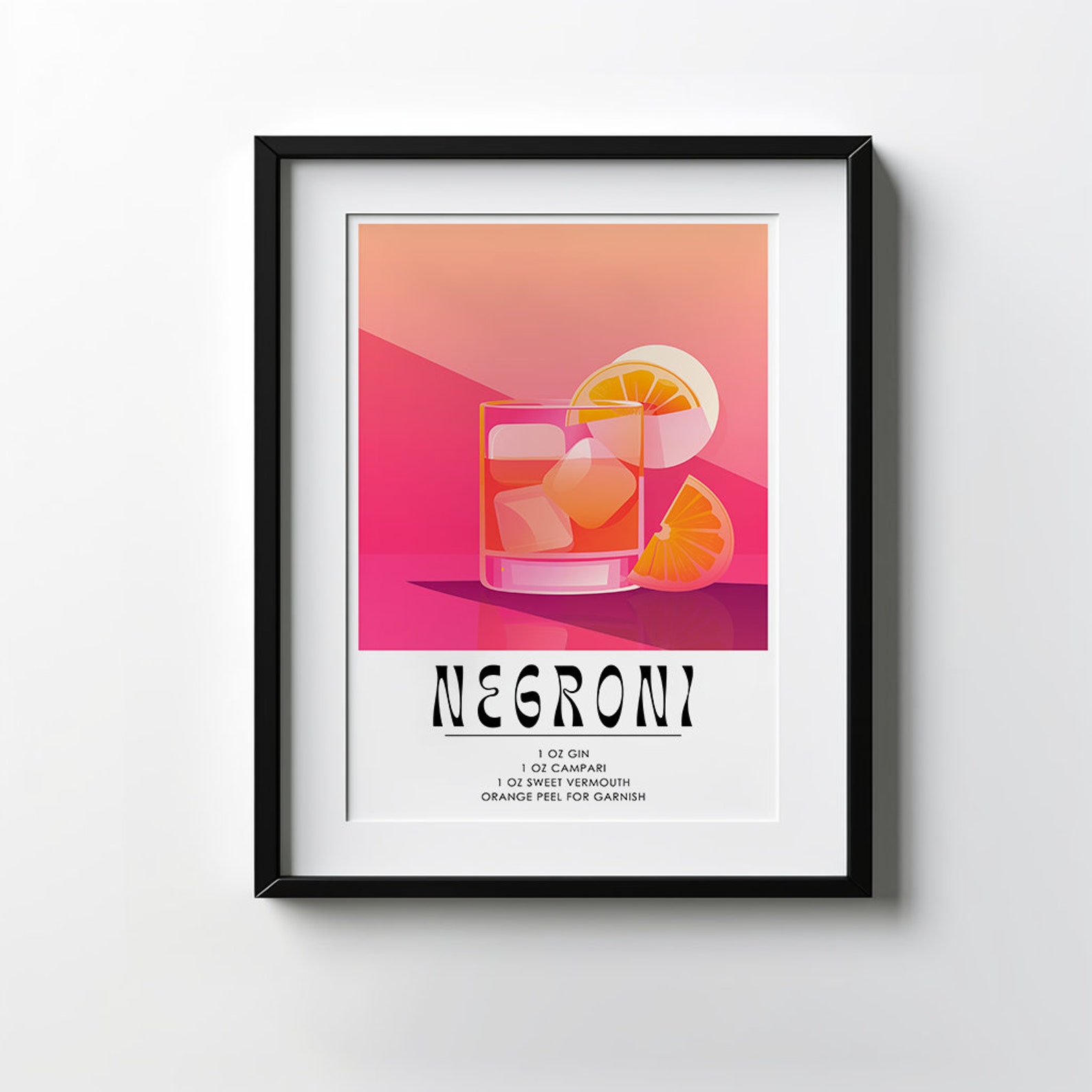 Negroni Cocktail Print, Negroni Art Print, Kitchen Bar Drink Poster ...