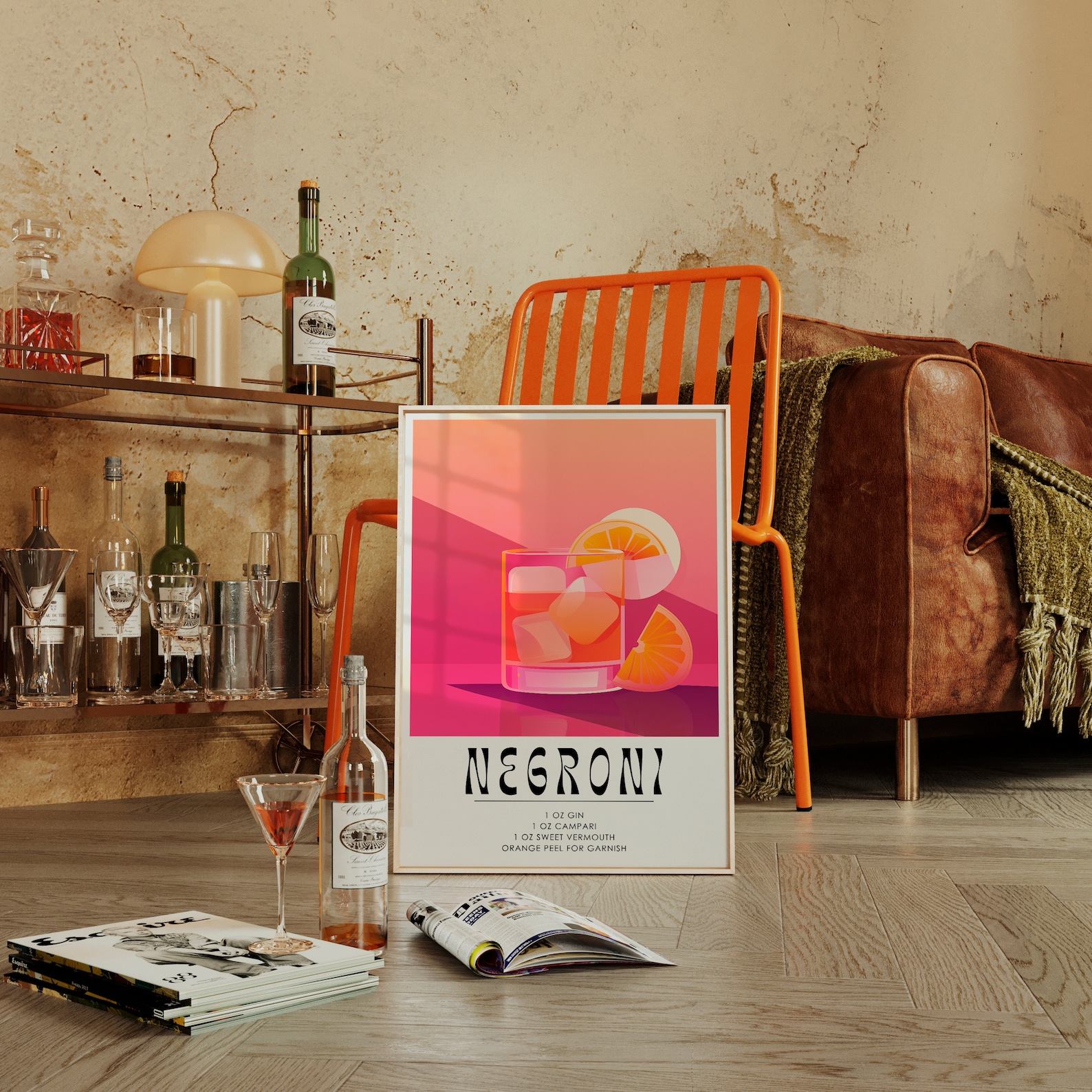 Negroni Cocktail Print, Negroni Art Print, Kitchen Bar Drink Poster ...