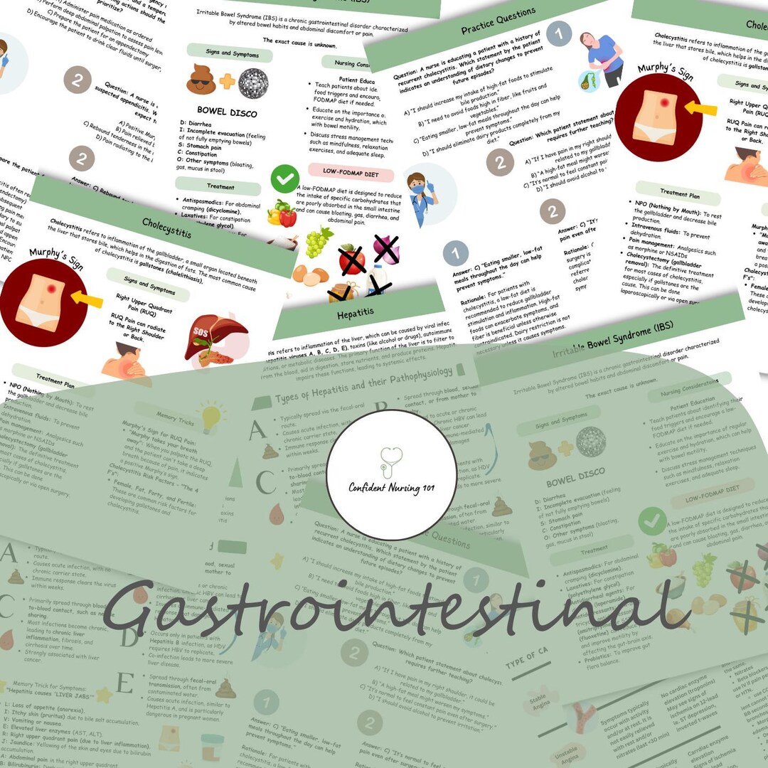 Gastrointestinal System Nursing Study Guide, Gastro Disorders, G.I ...