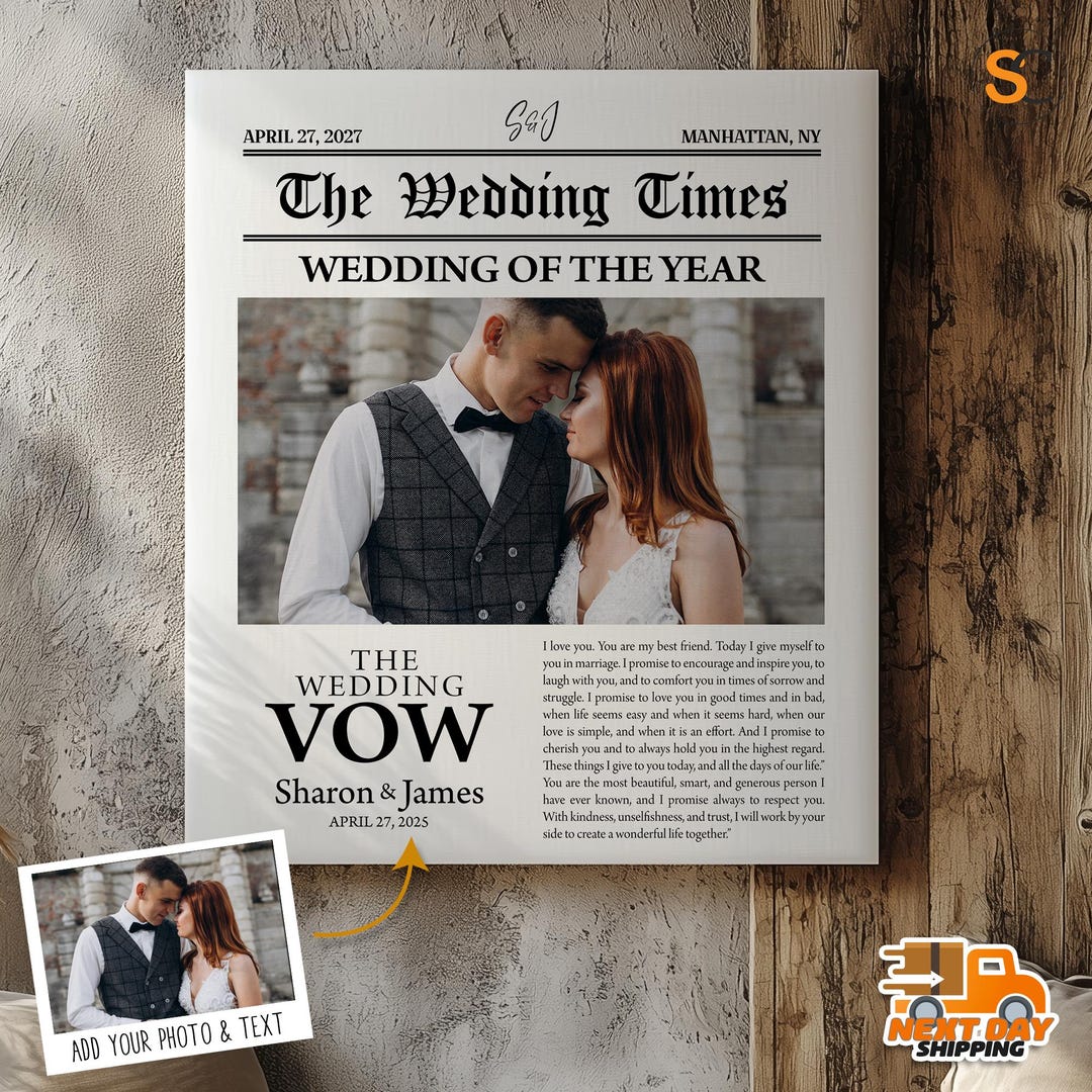 Personalized Wedding Newspaper Print – Custom Newspaper Front Page Gift ...