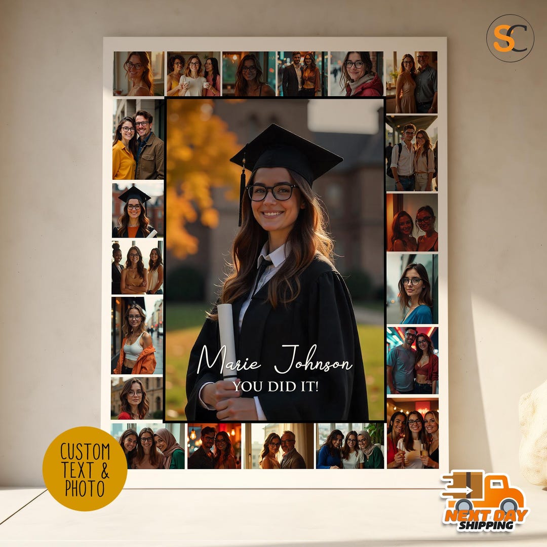 Graduation Photo Collage Template, Custom Graduation Welcome Sign ...
