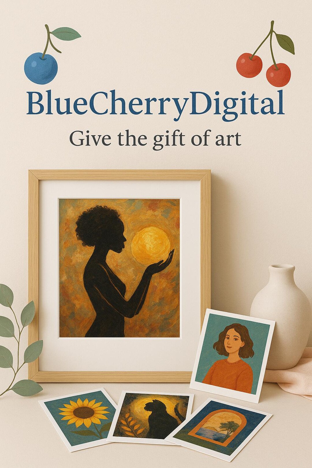 Afro Woman Sun Art Print: Earth Tone Impressionist Silhouette (digital ...