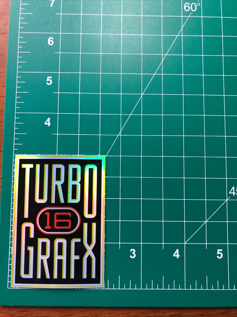 Turbo Grafx 16 Logo Sticker 3x2” Glossy Decal Holographic Rainbow Vinyl ...