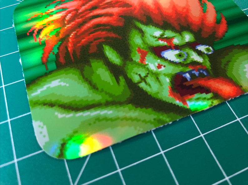 Street Fighter Blanka Damage Sticker 2.75x3.5” Glossy Decal Holographic ...