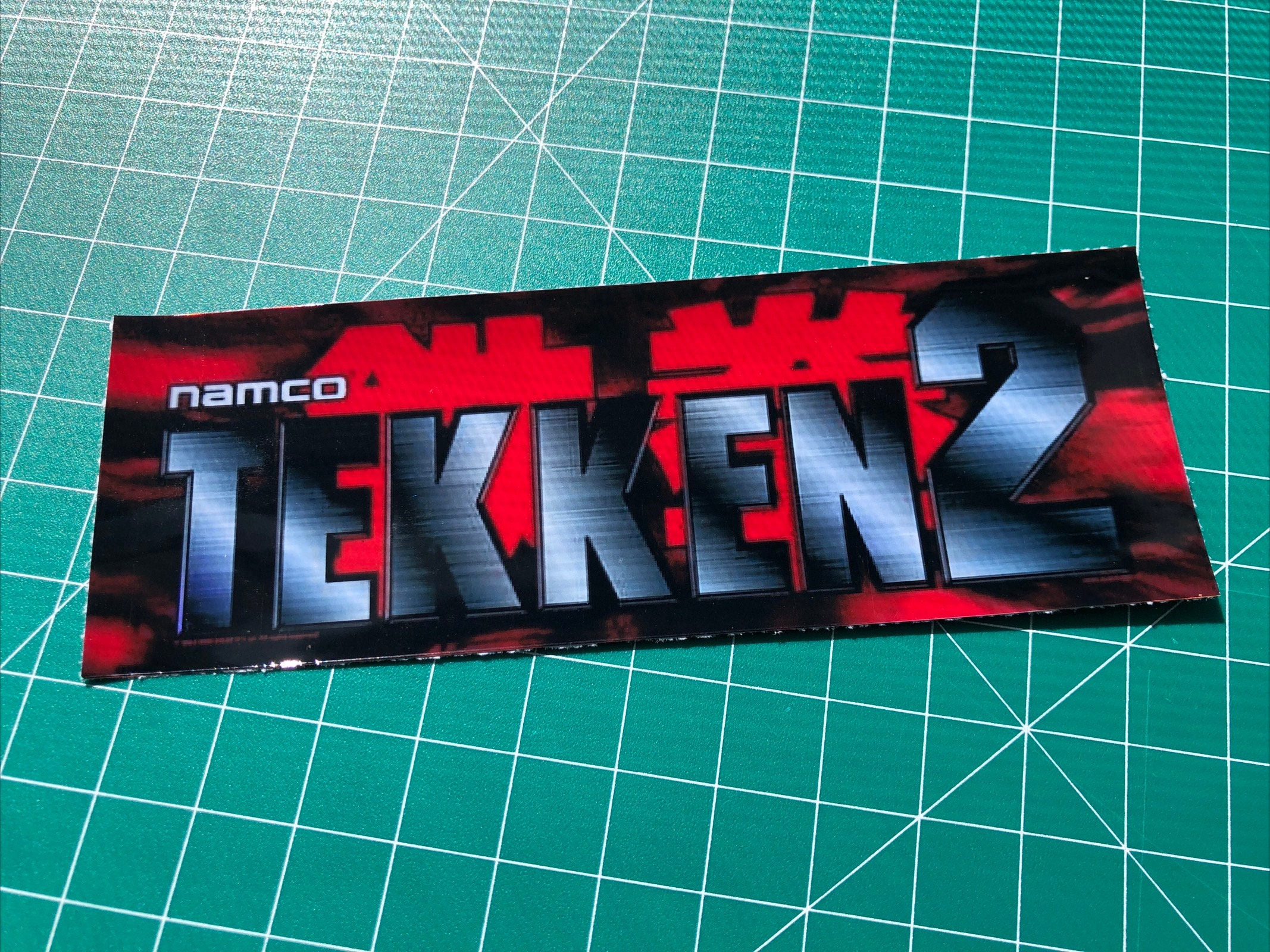 Tekken 2 Arcade Marquee 2x6” Sticker Glossy Decal Holographic Rainbow ...