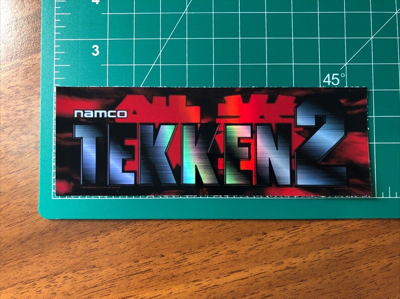 Tekken 2 Arcade Marquee 2x6” Sticker Glossy Decal Holographic Rainbow ...