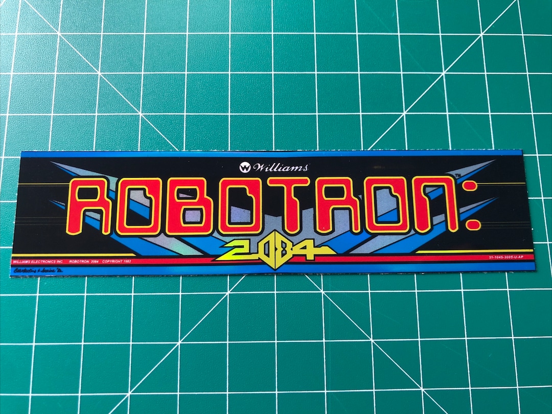 Robotron 2084 Arcade Marquee Sticker 1.4x5.75” Glossy Decal Holographic ...