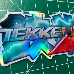 Tekken 4 Arcade Logo Sticker 2x4.5” Glossy Decal Holographic Rainbow ...