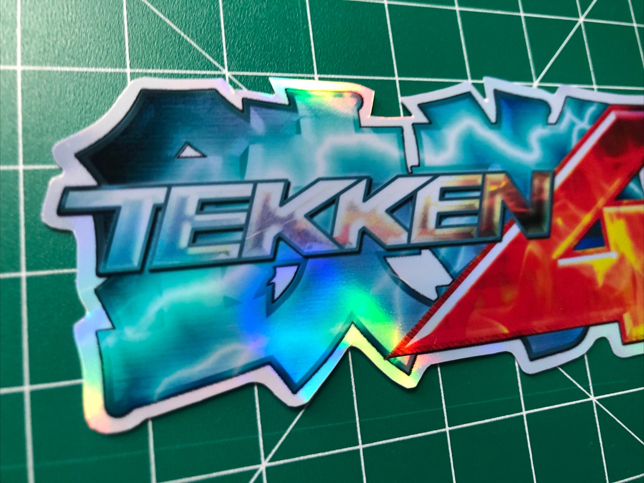 Tekken 4 Arcade Logo Sticker 2x4.5” Glossy Decal Holographic Rainbow ...