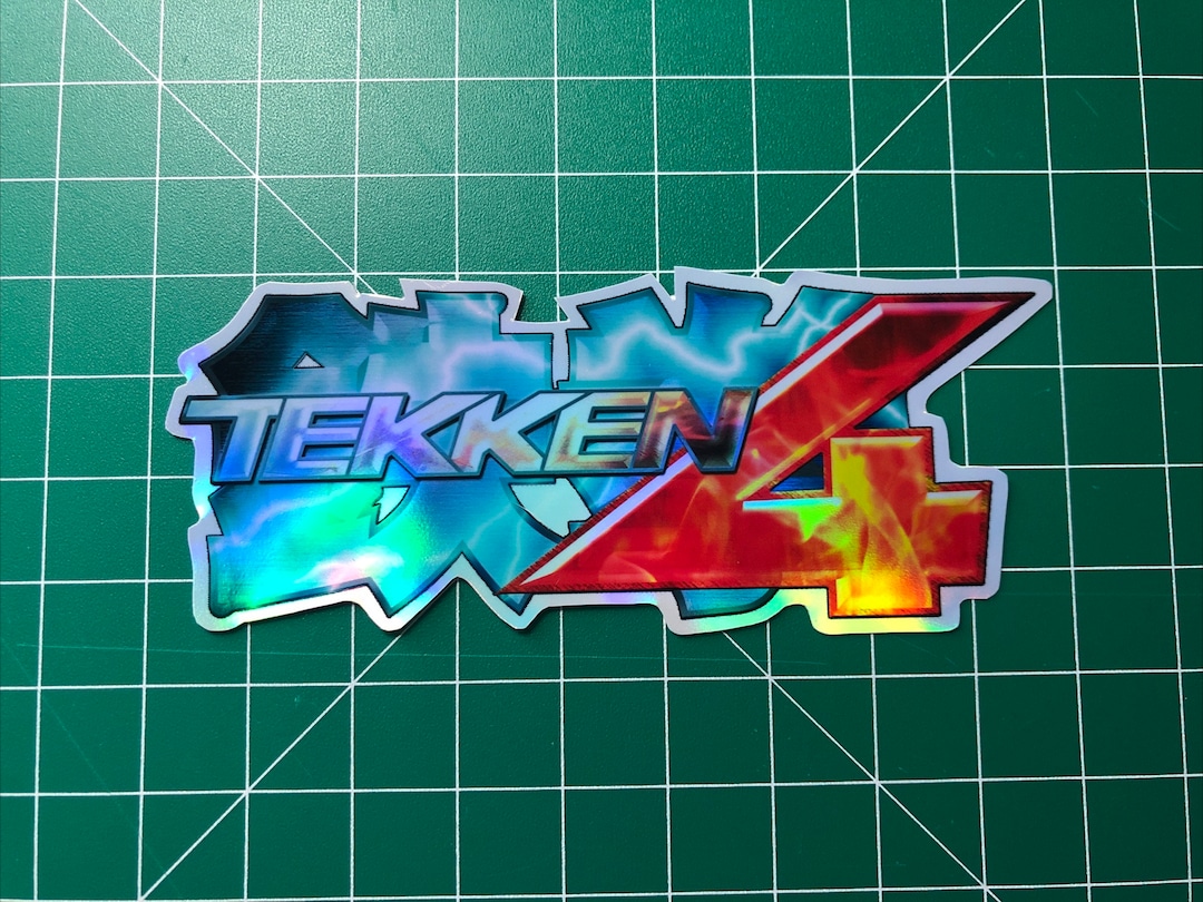 Tekken 4 Arcade Logo Sticker 2x4.5” Glossy Decal Holographic Rainbow ...