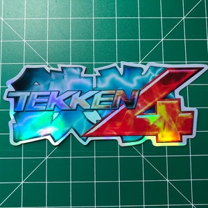 Tekken 4 Arcade Logo Sticker 2x4.5” Glossy Decal Holographic Rainbow ...