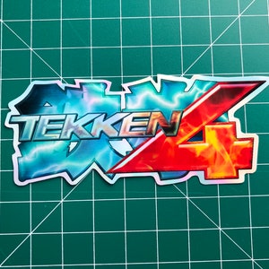 Tekken 4 Arcade Logo Sticker 2x4.5” Glossy Decal Holographic Rainbow ...