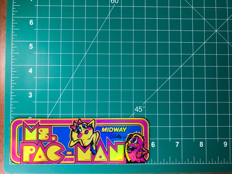 Ms. Pac-man Arcade Marquee Sticker 1.85x5.65” Glossy Decal Holographic ...