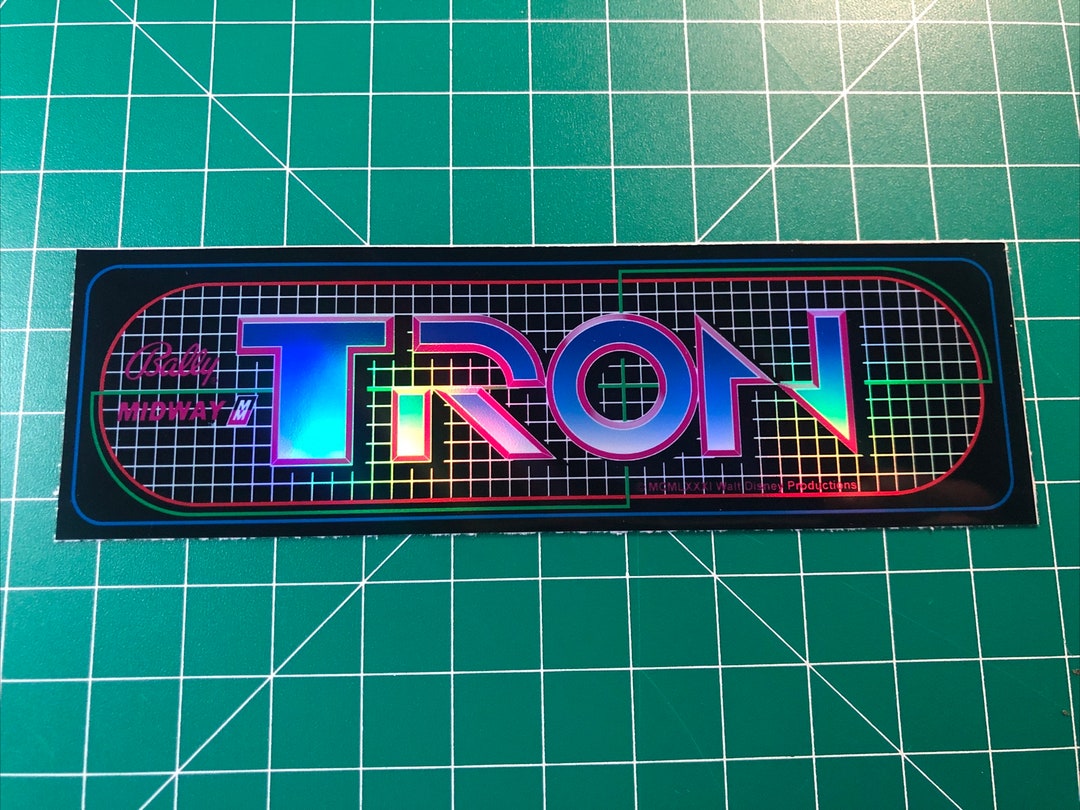 Tron Midway Arcade Marquee 1.75x5.75” Sticker Glossy Decal Holographic ...