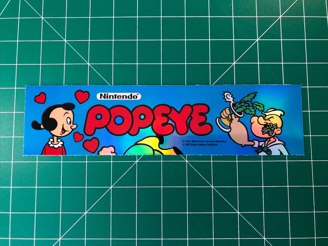 Popeye Arcade Marquee Sticker 1.5x5.75” Glossy Decal Holographic ...