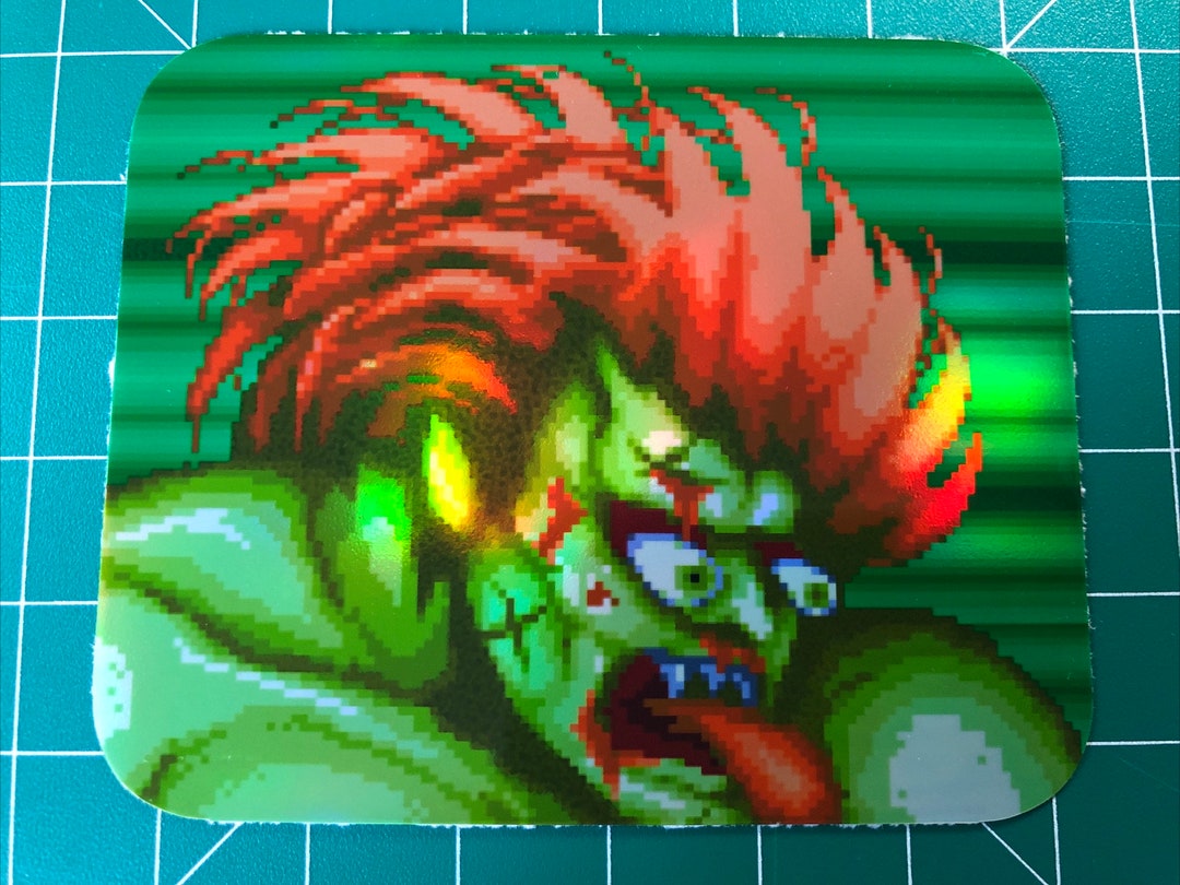 Street Fighter Blanka Damage Sticker 2.75x3.5” Glossy Decal Holographic ...
