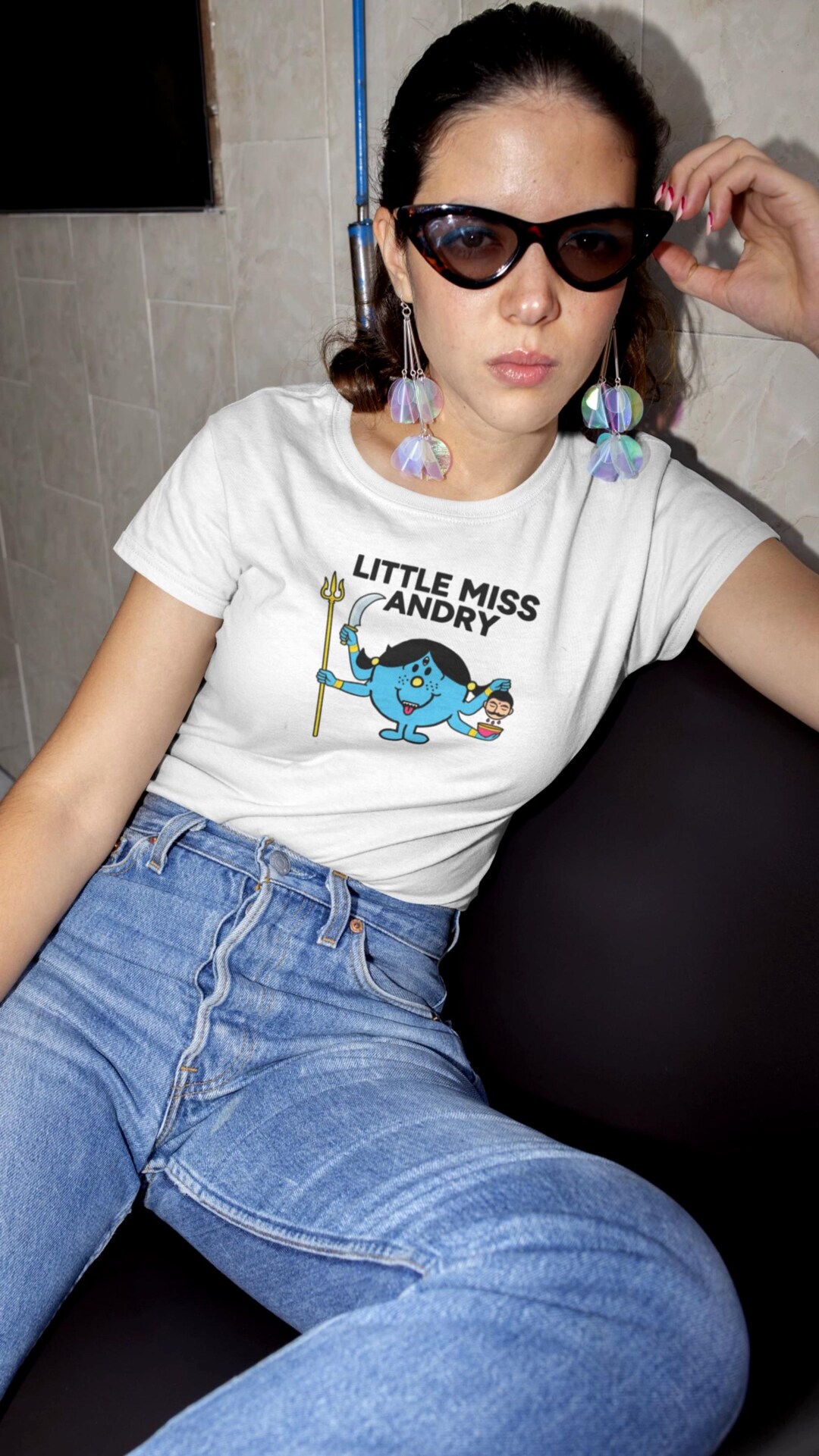 Long Fitted Little Miss Andry T-shirt, Funny Misandry Tee, 4B Goddess ...
