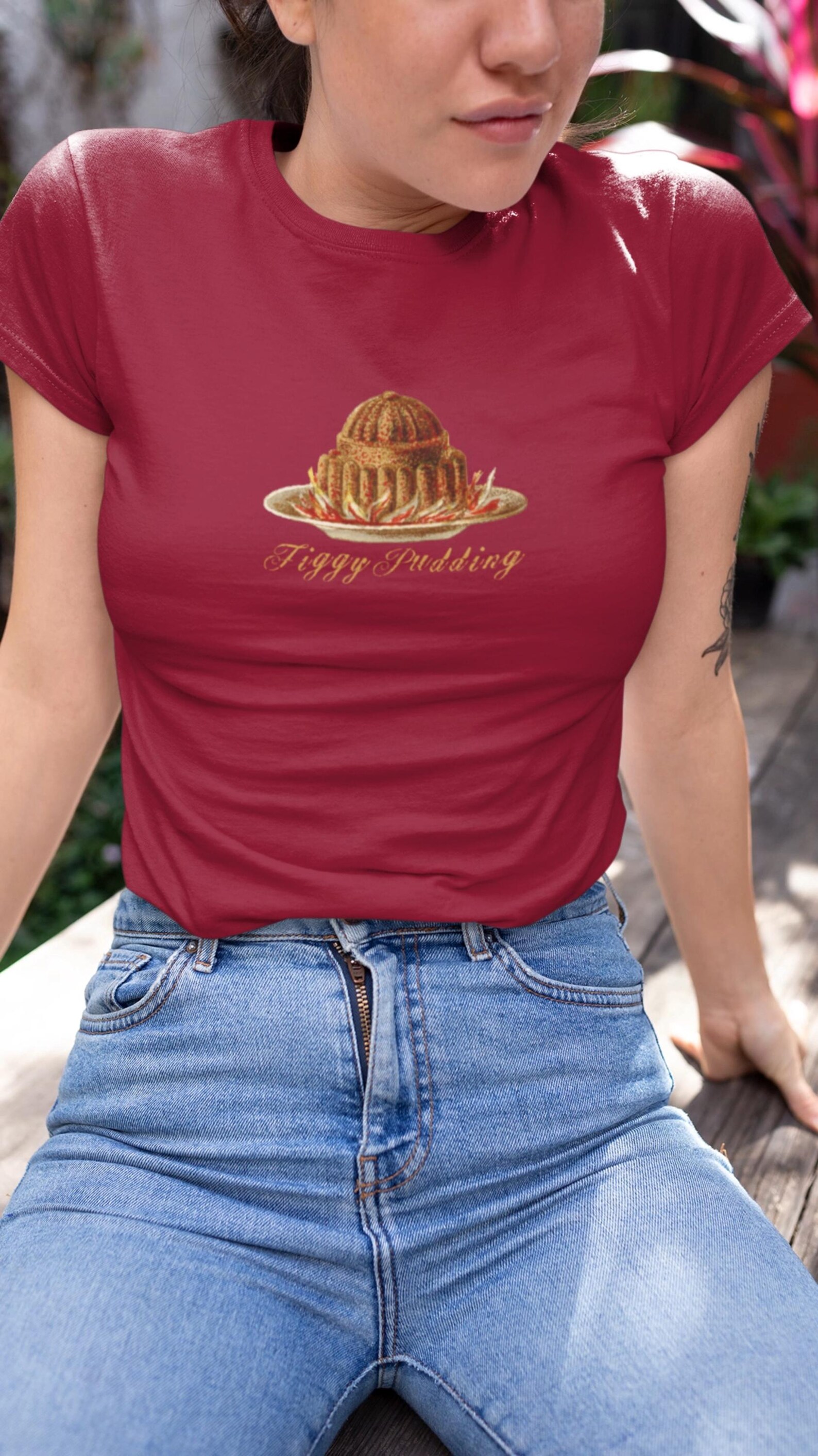 Figgy Pudding Long Fitted Vintage Graphic T-shirt, Retro Painted ...
