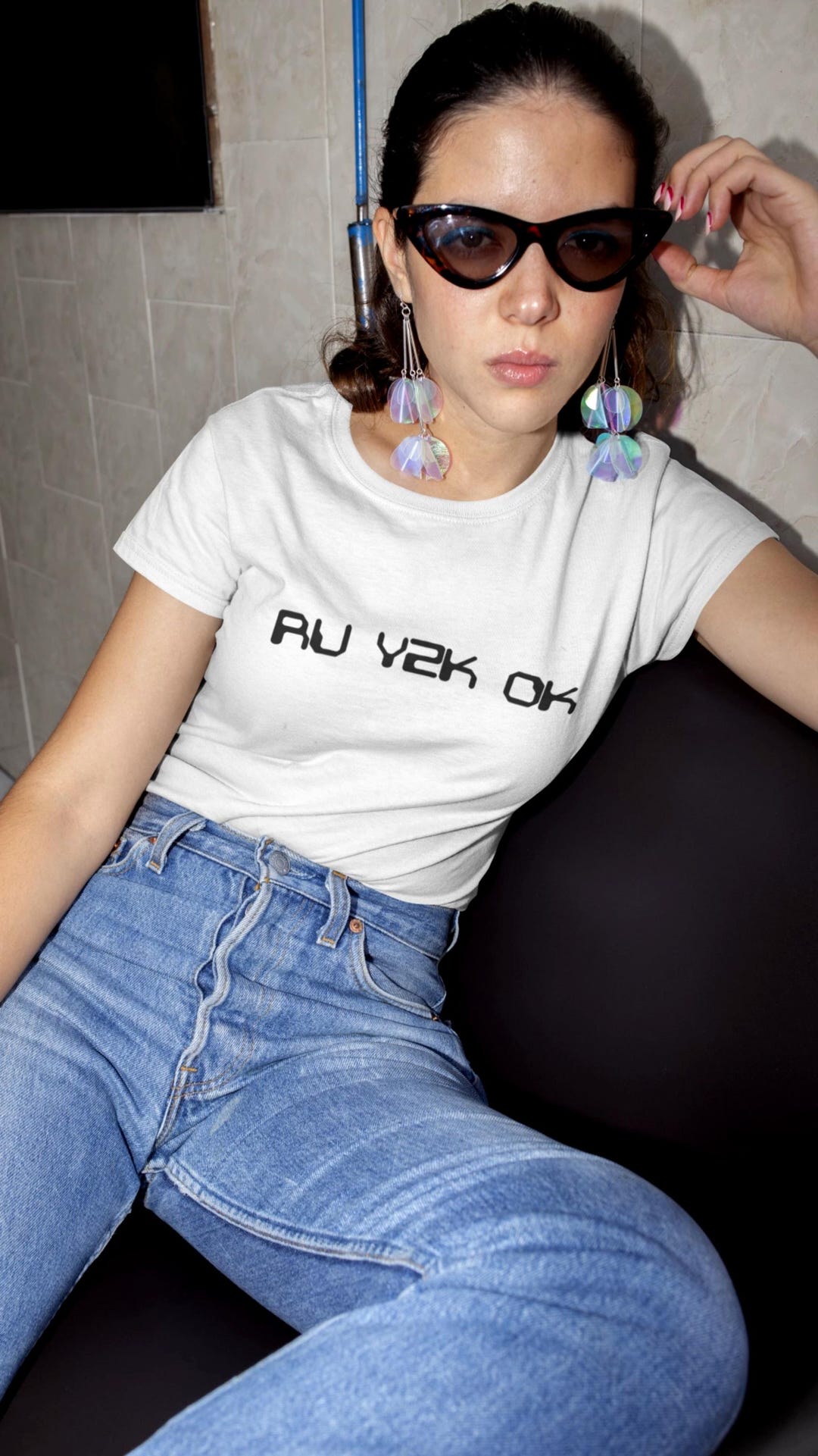 Long Fitted RU Y2K OK T-shirt • Retro Futuristic Y2K Anxiety Vintage ...