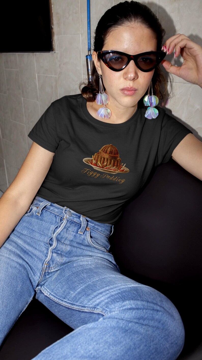 Figgy Pudding Long Fitted Vintage Graphic T-shirt, Retro Painted ...