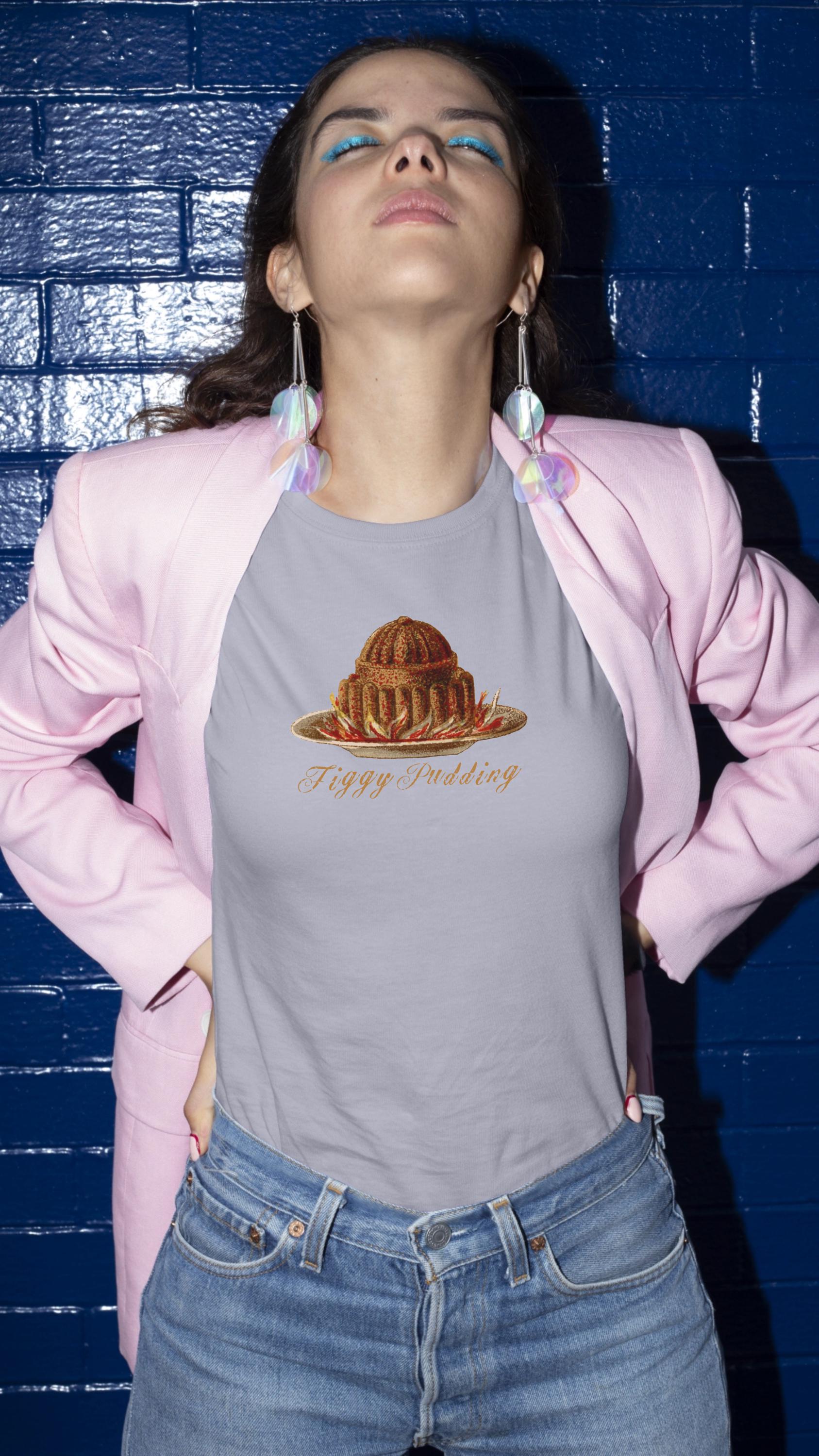 Figgy Pudding Long Fitted Vintage Graphic T-shirt, Retro Painted ...