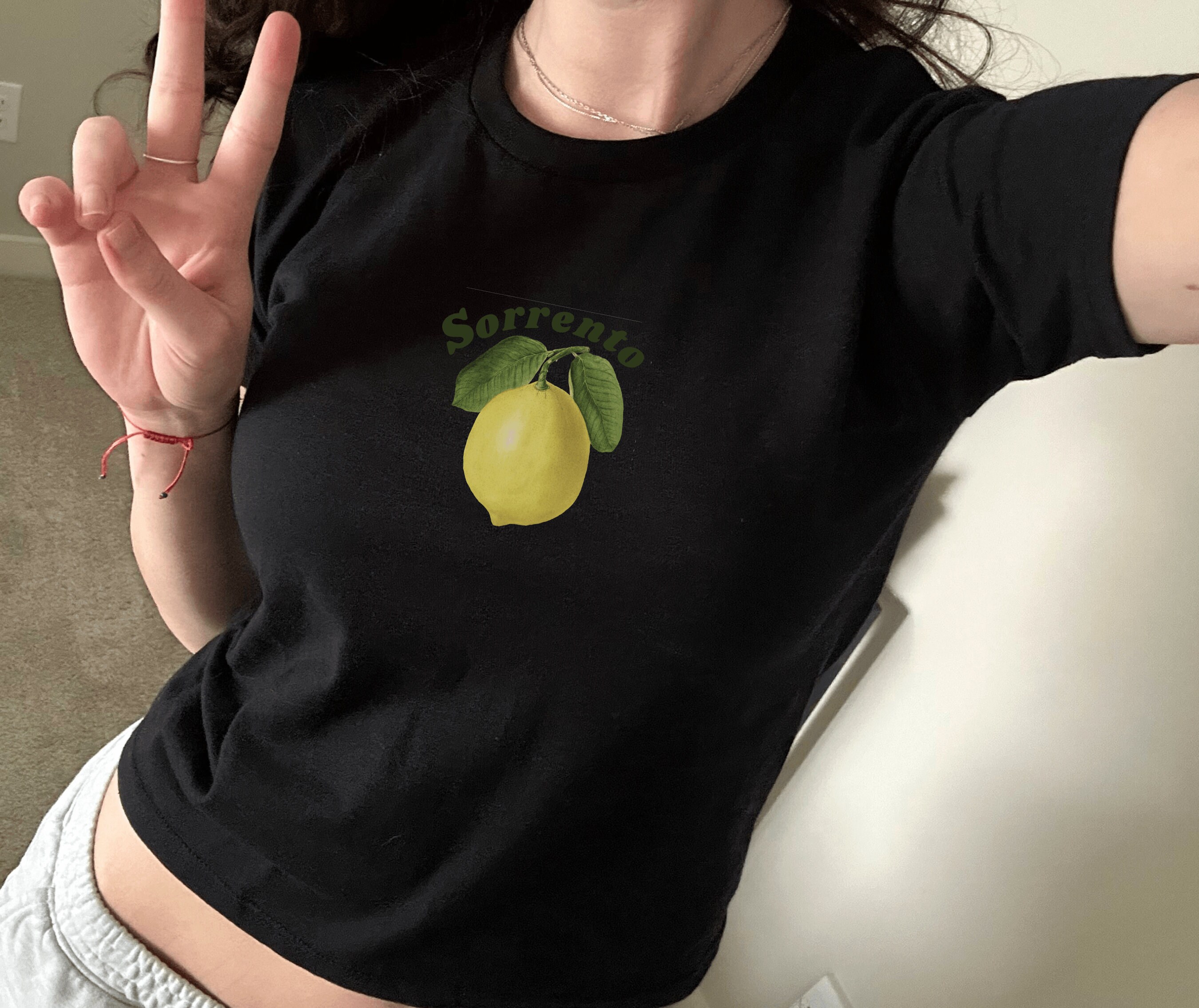 100% Cotton Painted Lemon Baby Tee • Vintage Graphic Travel Shirt ...