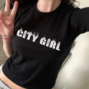 City Girl Baby Tee, Cool New York City Skyline Top, NYC Vintage Graphic ...