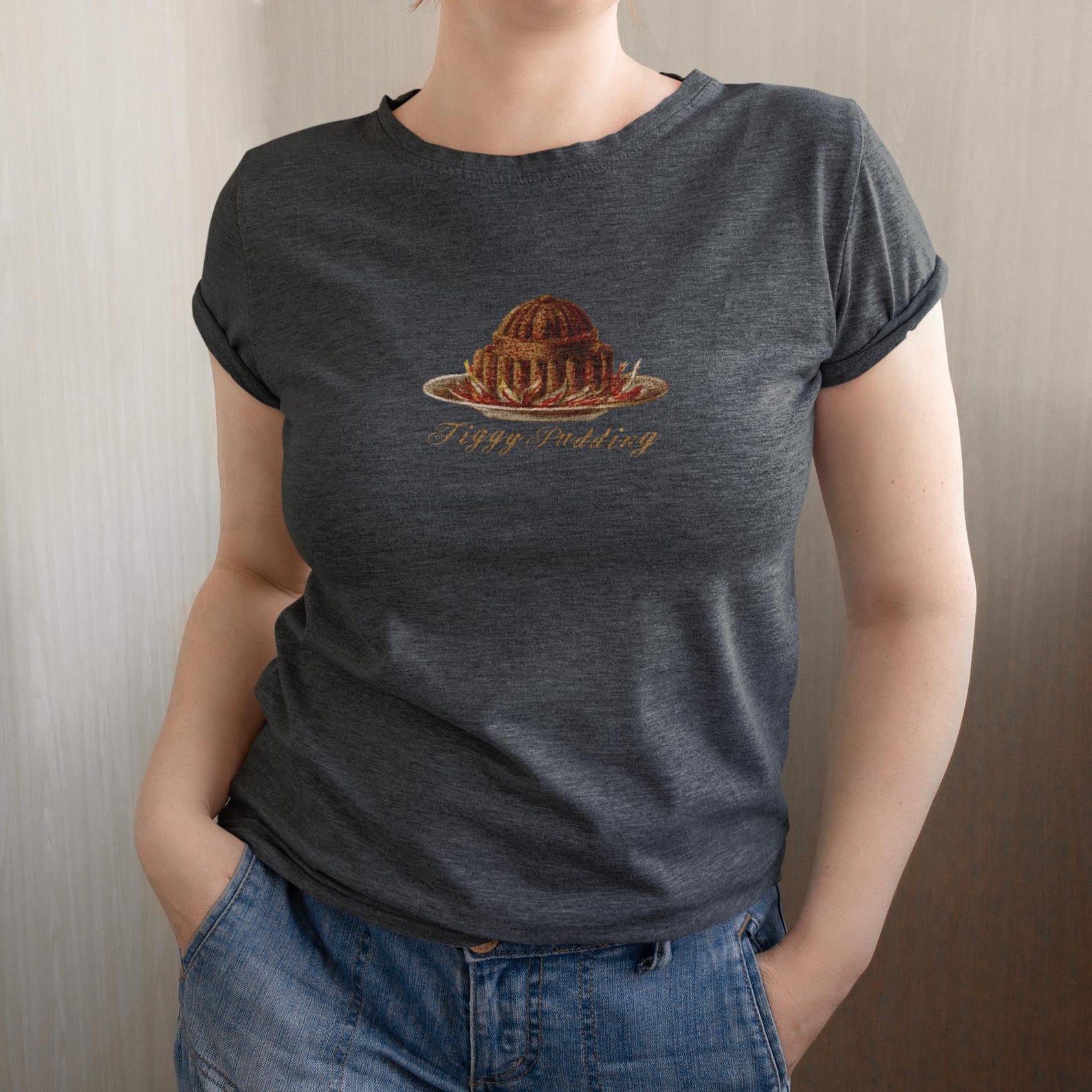 Figgy Pudding Long Fitted Vintage Graphic T-shirt, Retro Painted ...