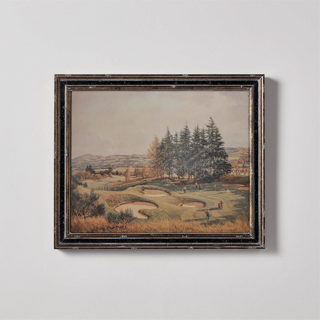 Vintage Golf Landscape Art Print: Antique Home or Office Decor Digital ...