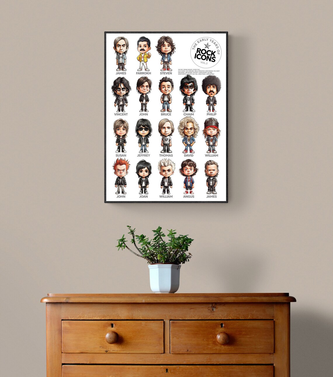 POSTER - Famous Rock-stars as Kids - Cartoon Characters - Painting ...