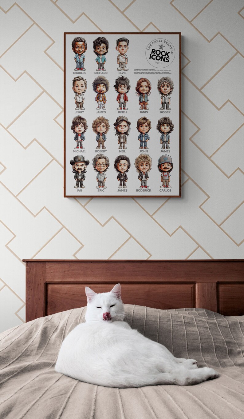 POSTER Famous Rock-stars as Kids Cartoon Characters Painting Unique ...