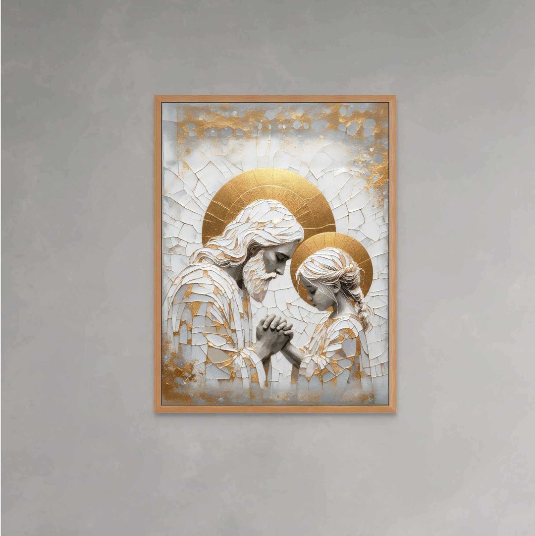 Christian Kintsugi Prayer, Christian Art, Jesus Praying With Girl ...