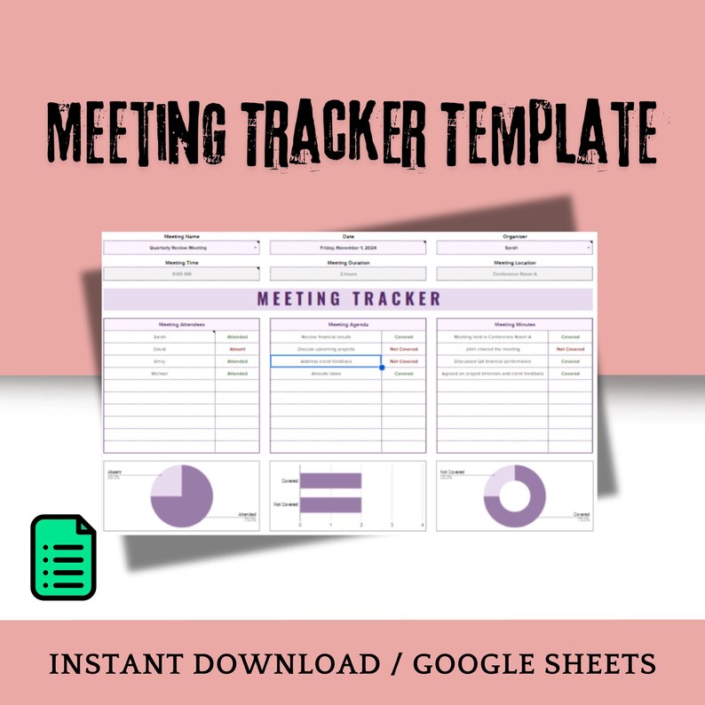 Meeting Tracker Template, Google Sheets Organizer for Meeting Details ... Meeting Tracker Template, Google Sheets Organizer for Meeting Details ...