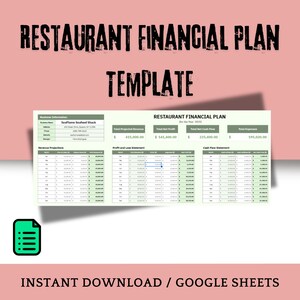 Restaurant Financial Plan Template, Google Sheets Budget Tracker ...