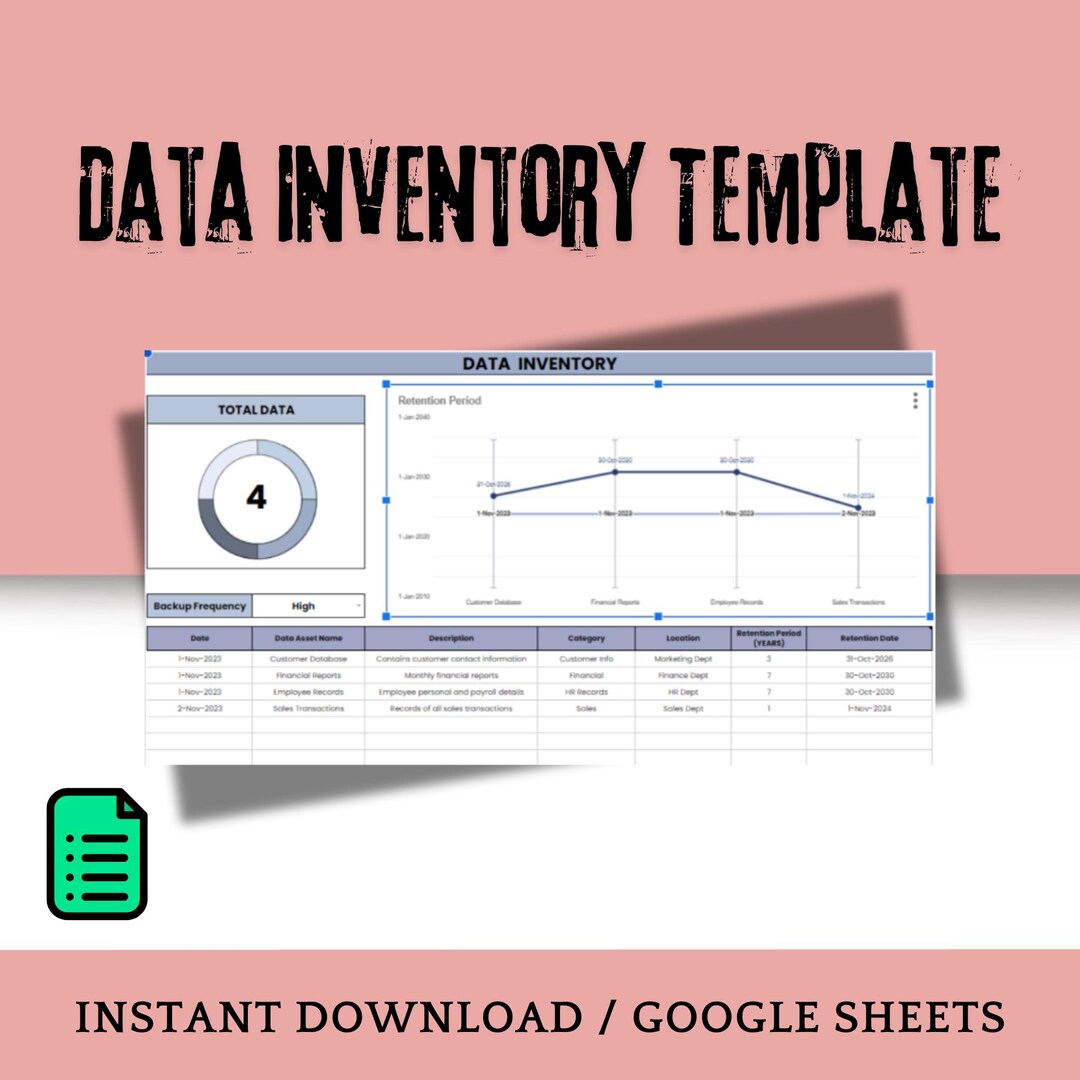 Data Inventory Template, Google Sheets Tool, Stock Management ...