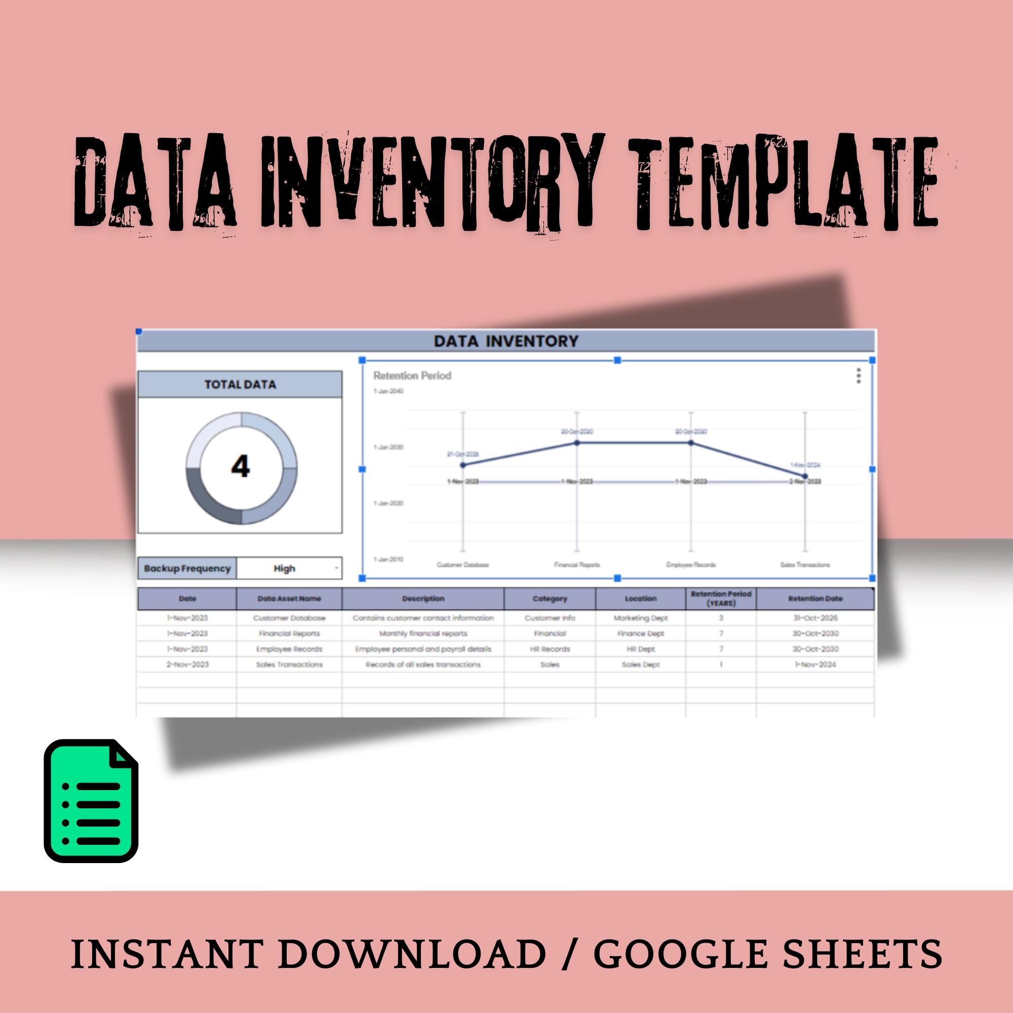 Data Inventory Template, Google Sheets Tool, Stock Management ...