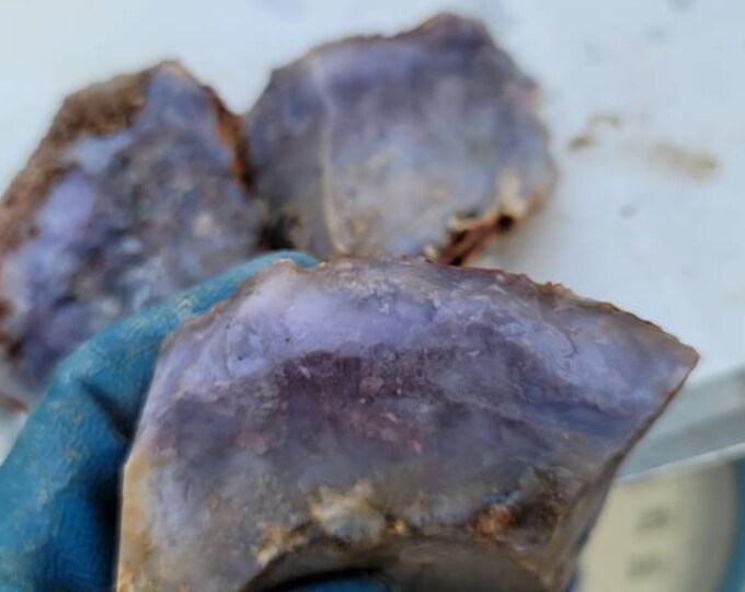 3 Pc. 3lb. Total. A Wieghed Out Purple Cloud Agate Cutter Chunk AS SEEN ...