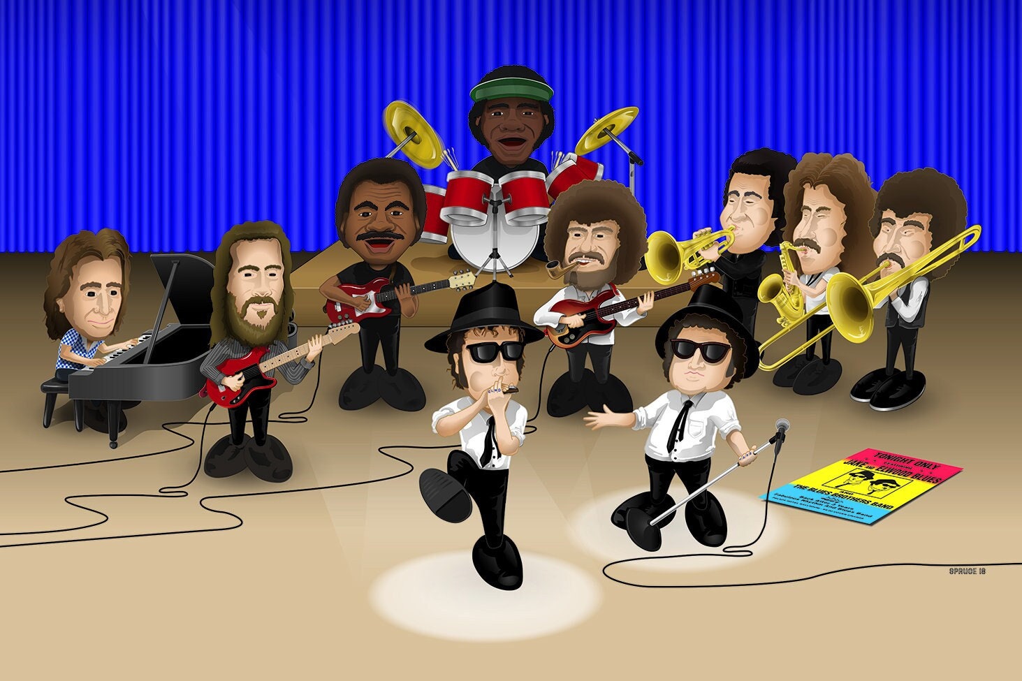 Blues Brothers Cartoon Band Palace Giclee Fine Art Print - Etsy