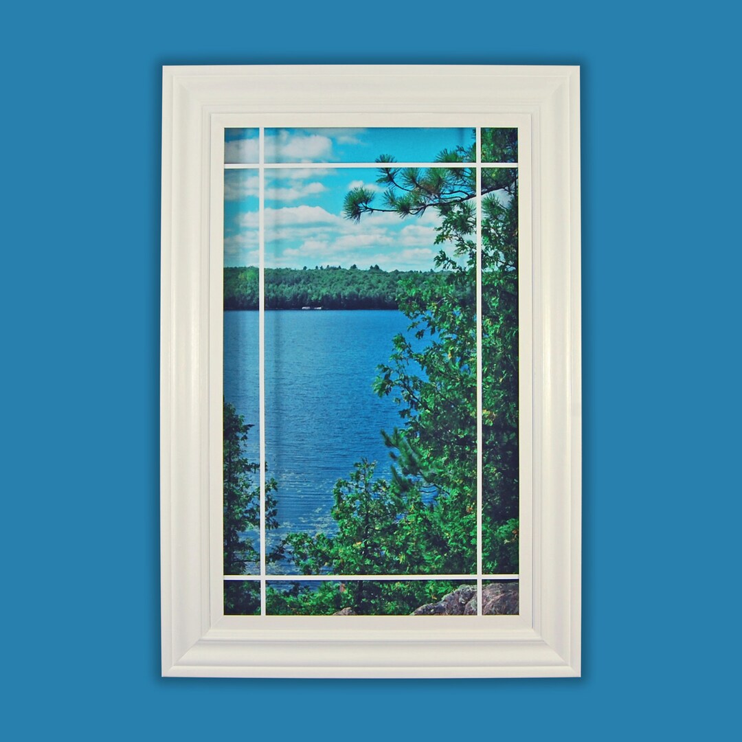 Lake Water Tree Landscape Mental Health Wall Light LED Faux Window ...