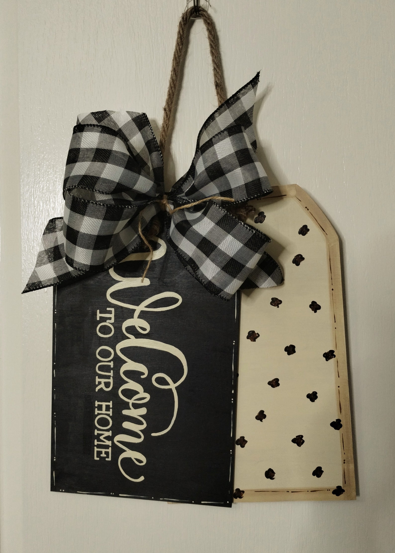 Welcome to Our Home Wood Painted Front Door Gift Tag Hanger Leopard ...