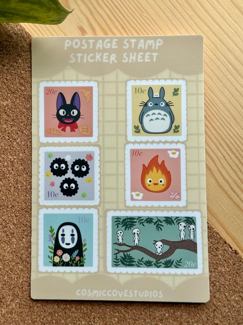 Kawaii Anime Postage Stamp Sticker Sheet: Waterproof Vinyl Decals - Etsy