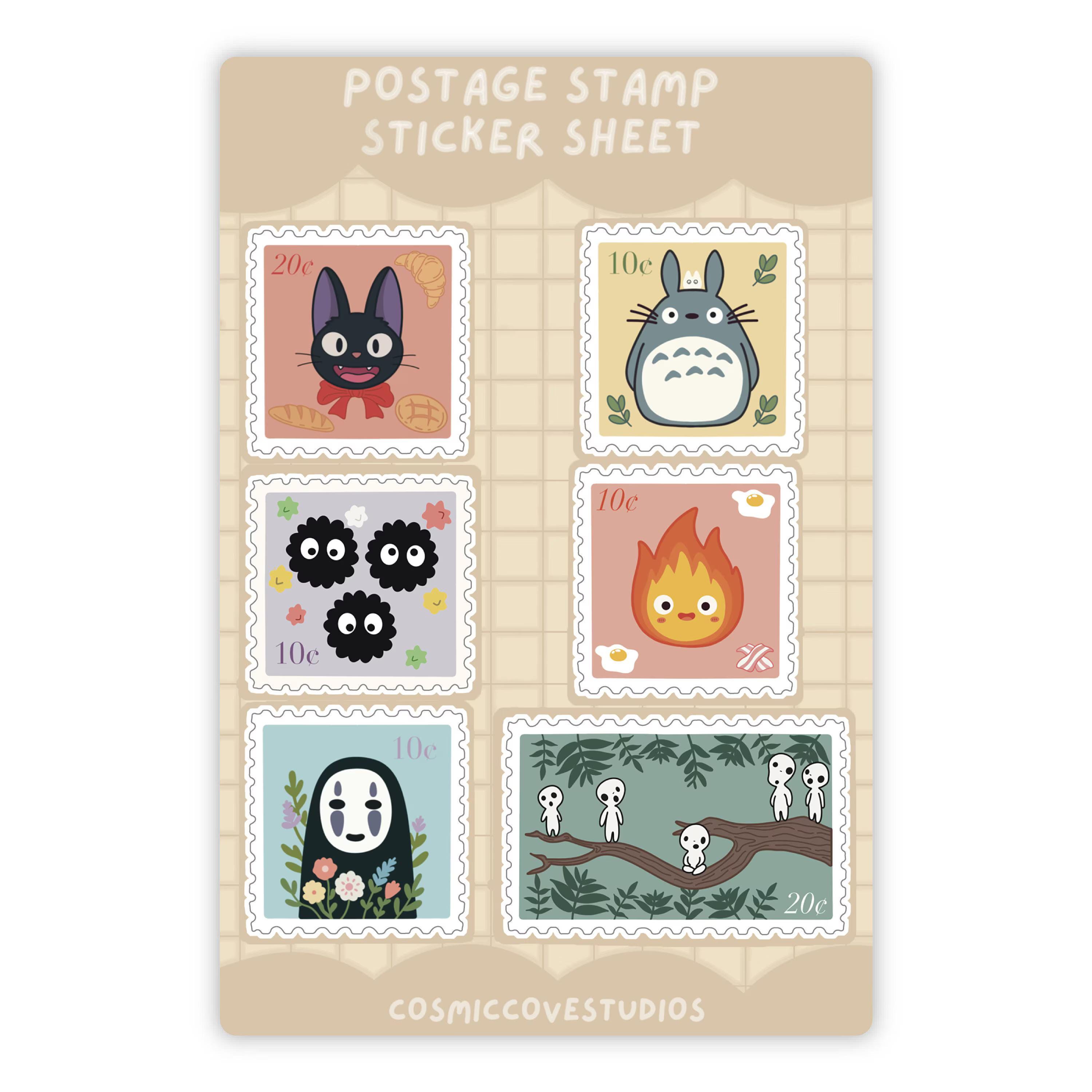 Kawaii Anime Postage Stamp Sticker Sheet: Waterproof Vinyl Decals - Etsy