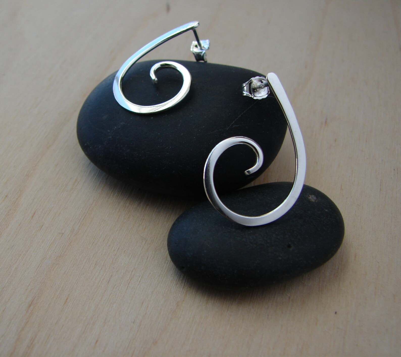 Sterling Silver Post Earrings Curly Post Earrings Lightweight - Etsy