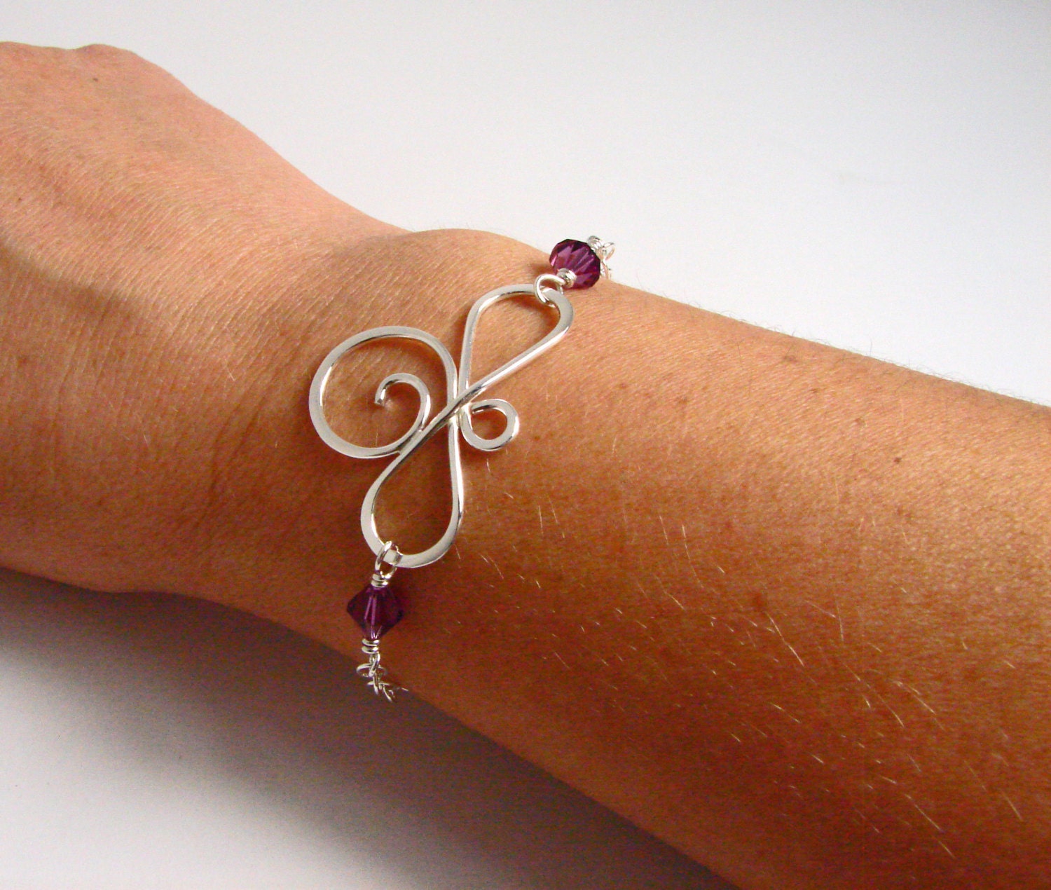 Sterling Silver Infinite Bracelet With Birthstone Color - Etsy