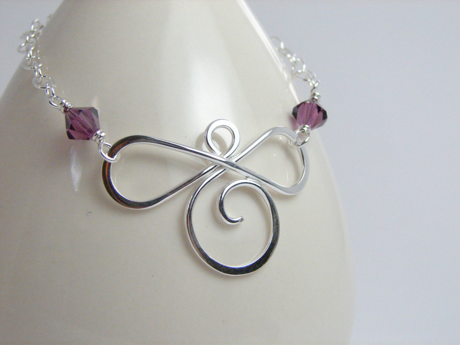 Sterling Silver Infinite Bracelet With Birthstone Color - Etsy