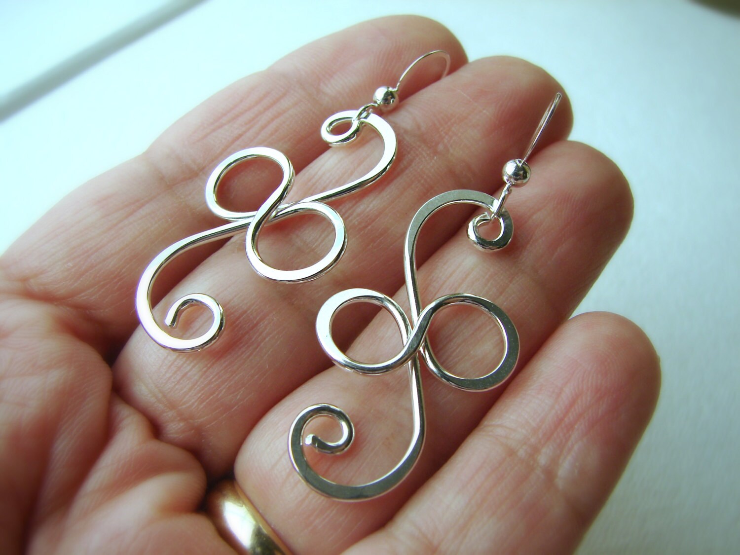 Sterling Silver Infinity Earrings Long Silver Wire Dangles - Etsy