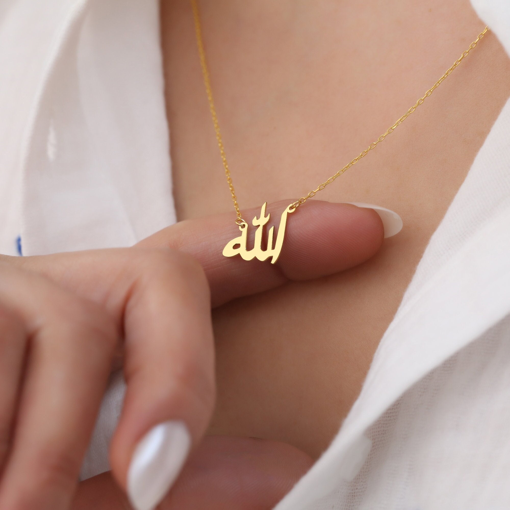 Allah Name Necklace, Dainty Arabic Name Necklace, Allah Name Pendant ...