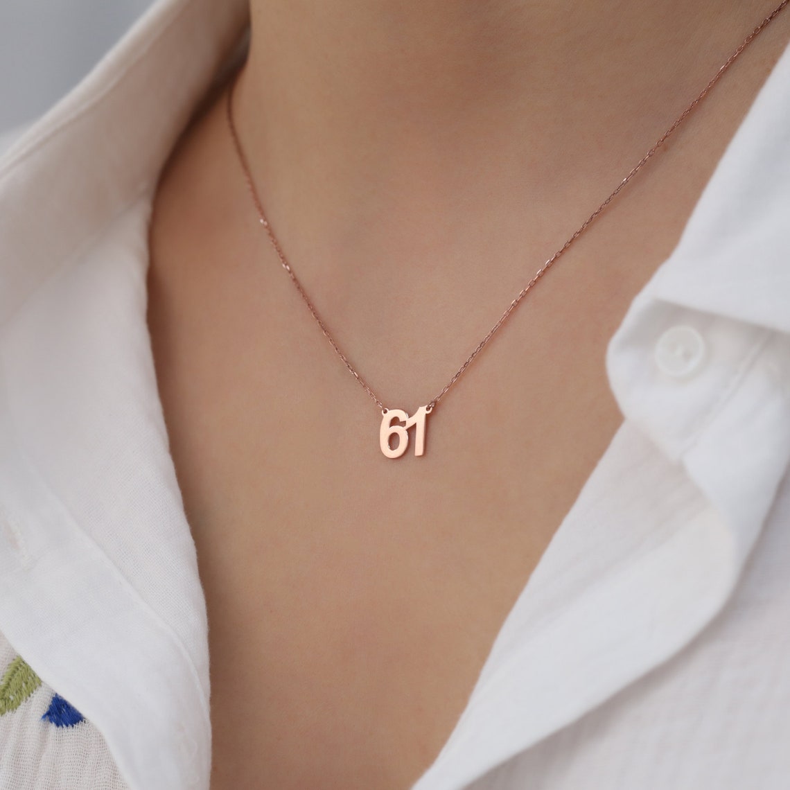 Dainty Number Necklace, Custom Gold Necklace, Year Necklace , Aria ...