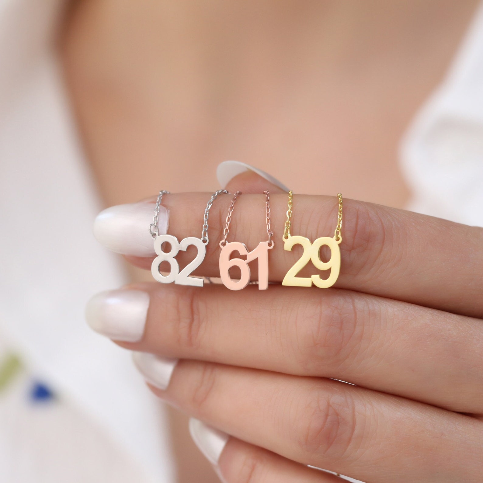 Dainty Number Necklace, Custom Gold Necklace, Year Necklace , Aria ...