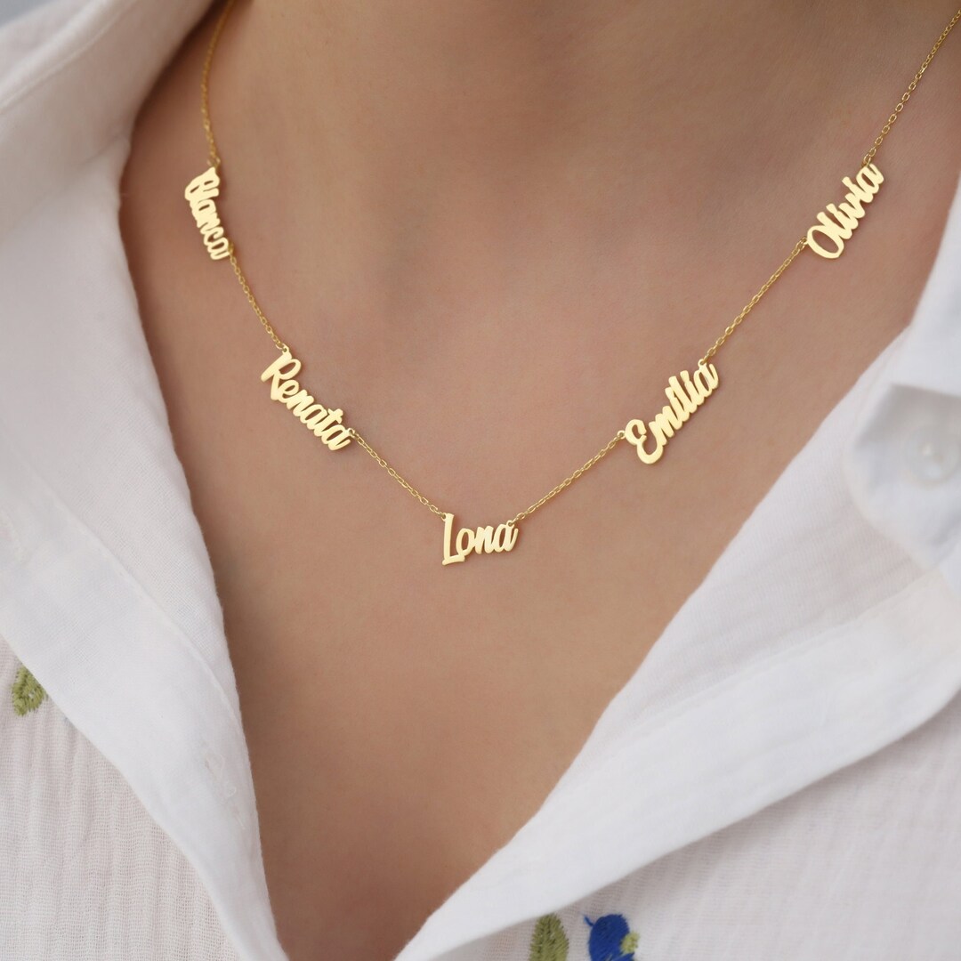 Five Name Necklace , 5 Name Necklace ,personalized Necklace, Gold ...